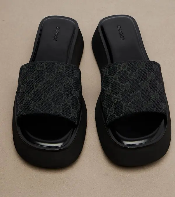 Gucci Gg Canvas Platform Slides