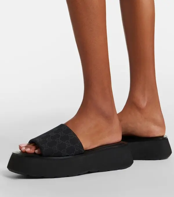 Gucci Gg Canvas Platform Slides
