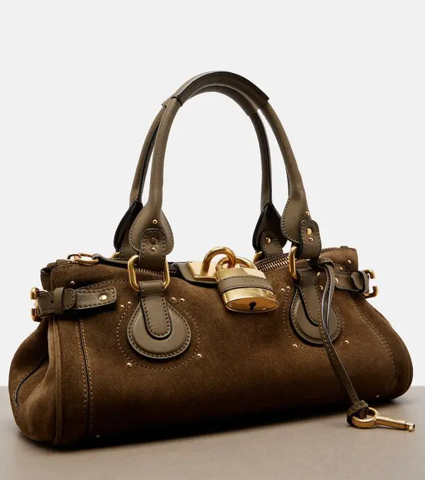 Chloé Paddington Suede Shoulder Bag - Green