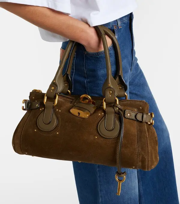 Chloé Paddington Suede Shoulder Bag - Green