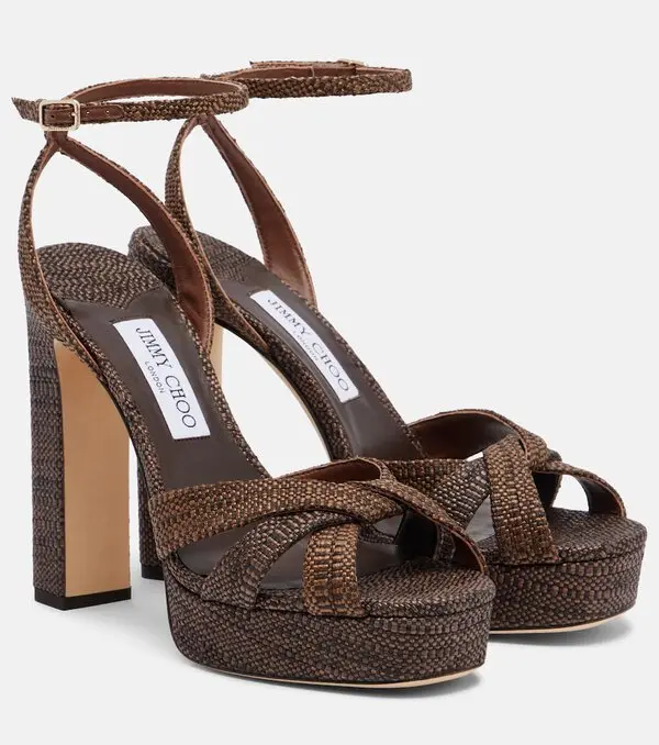 JIMMY CHOO Kove Woven Platform Sandals