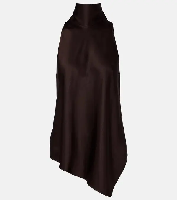 Brunello Cucinelli Asymmetrical Silk Satin Top