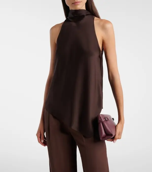 Brunello Cucinelli Asymmetrical Silk Satin Top