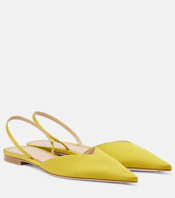 Victoria Beckham Satin Pointed Toe Slingback Flats