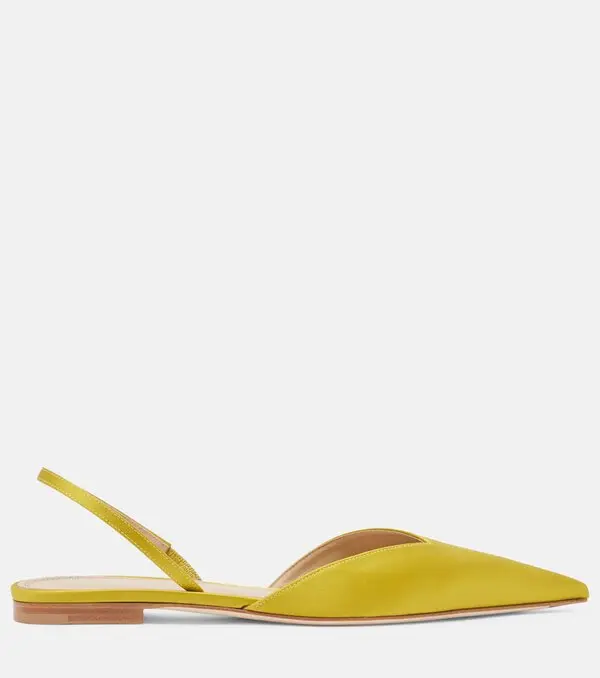 Victoria Beckham Satin Pointed Toe Slingback Flats