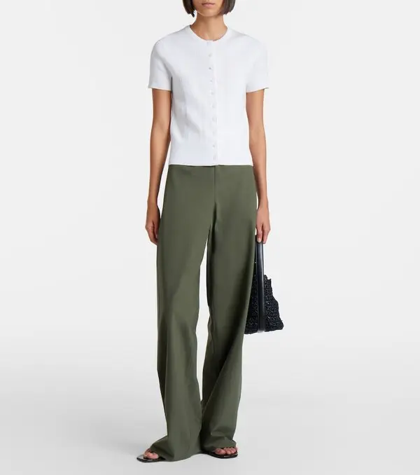 Vince Colette Cotton Twill Wide-leg Pants - Green