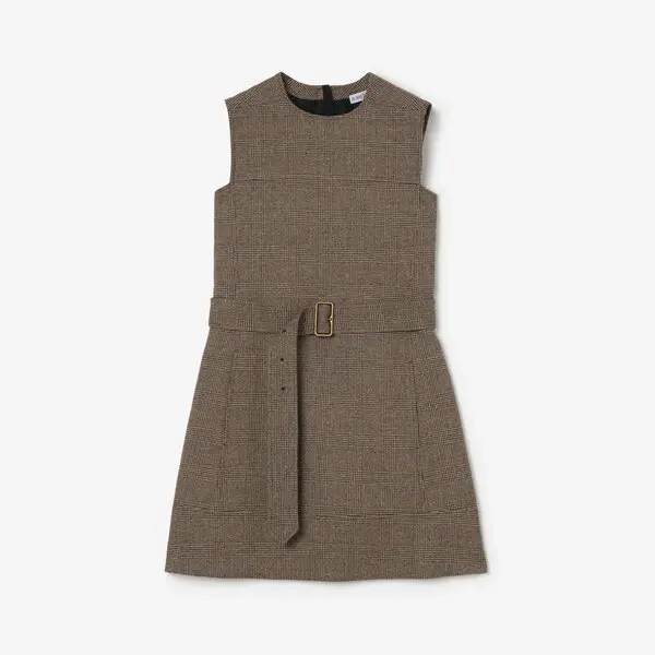 Burberry Check Wool Linen Blend Dress