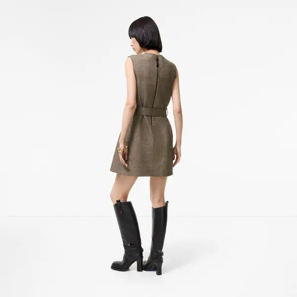 Burberry Check Wool Linen Blend Dress