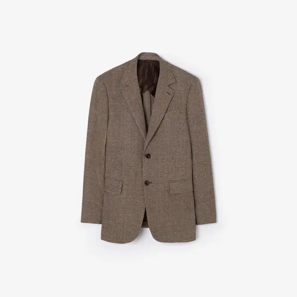 Burberry Check Wool Linen Blend Sloane Tailored Jacket