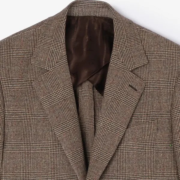 Burberry Check Wool Linen Blend Sloane Tailored Jacket