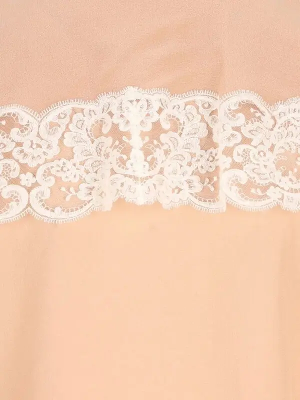 Chloé Silk Lace Detail V-neck Blouse With Puff Sleeves