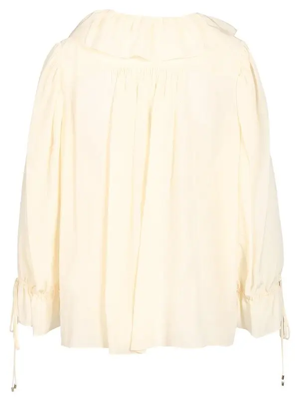 Chloé Long-sleeved Silk Shirt With Ruffled Front - White