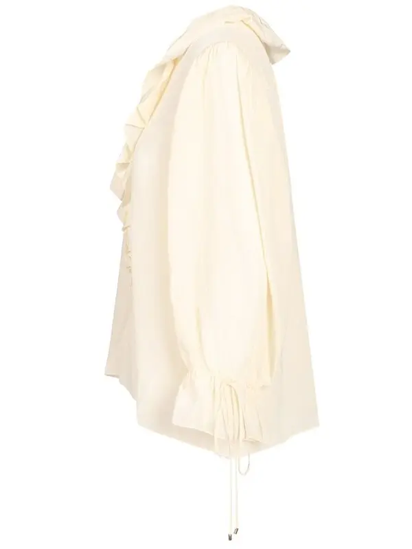 Chloé Long-sleeved Silk Shirt With Ruffled Front - White
