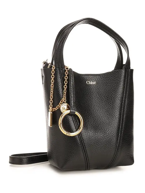 Chloé Small Spin Bag In Grained Leather - Black