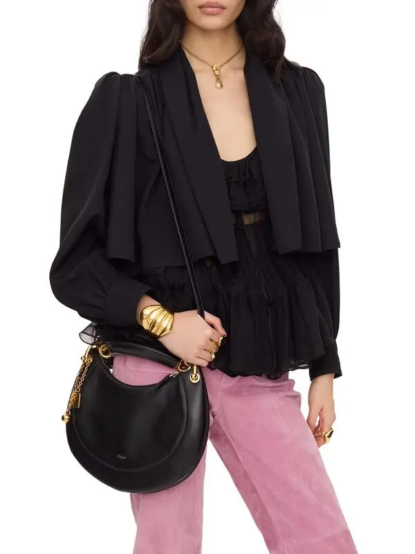 Chloé Banana Leather Shoulder Bag - Black