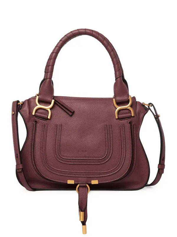 Chloé Small Marcie Bag In Granate Leather