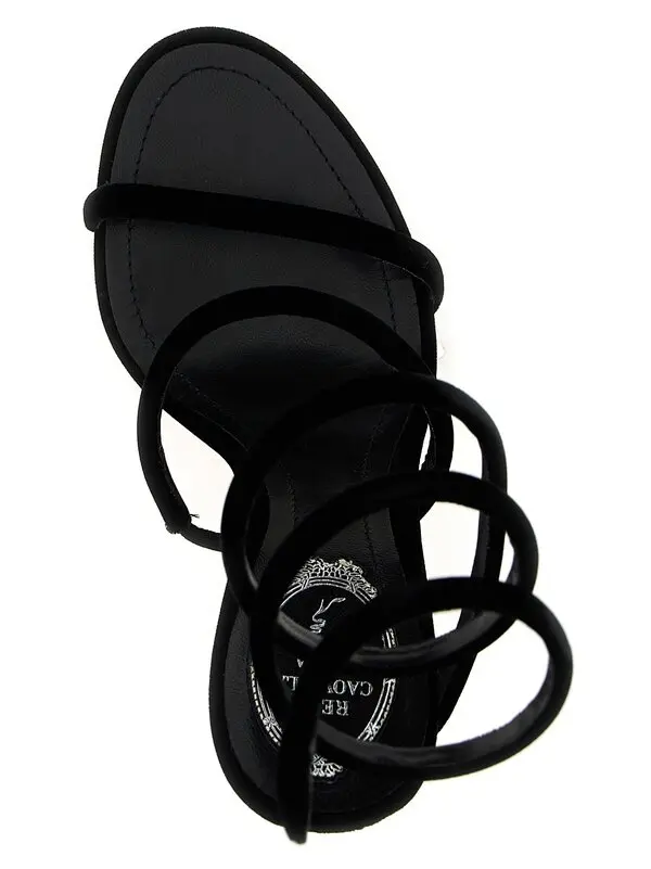 Rene Caovilla Cleo' Velvet Ankle Wrap Sandals - Black