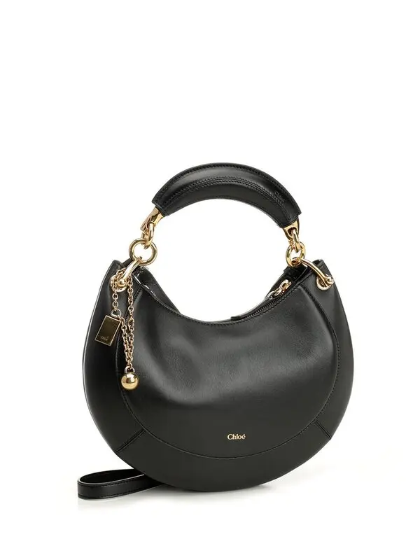 Chloé Half-moon Leather Shoulder Bag With Gold-tone Hardware - Black