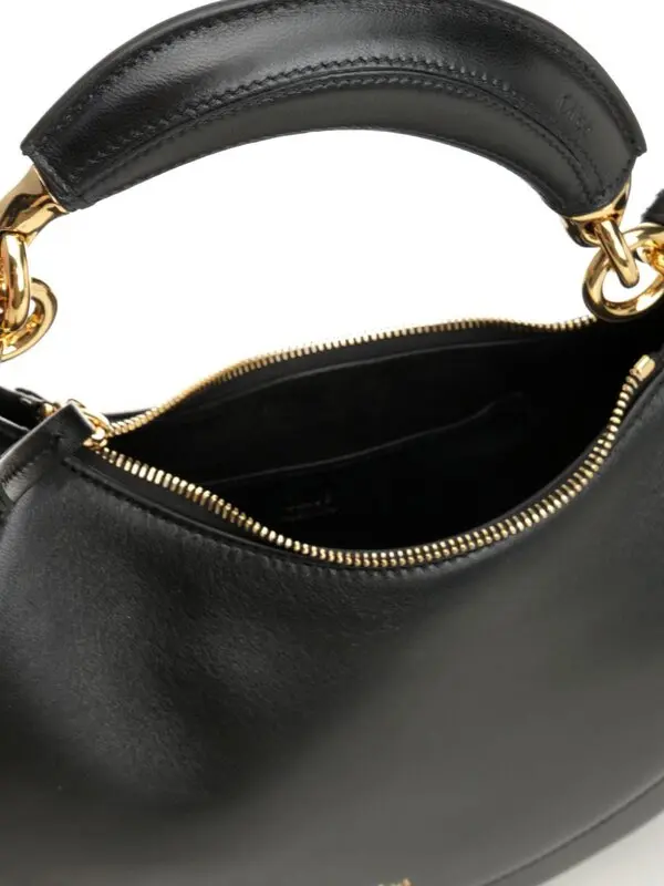 Chloé Half-moon Leather Shoulder Bag With Gold-tone Hardware - Black