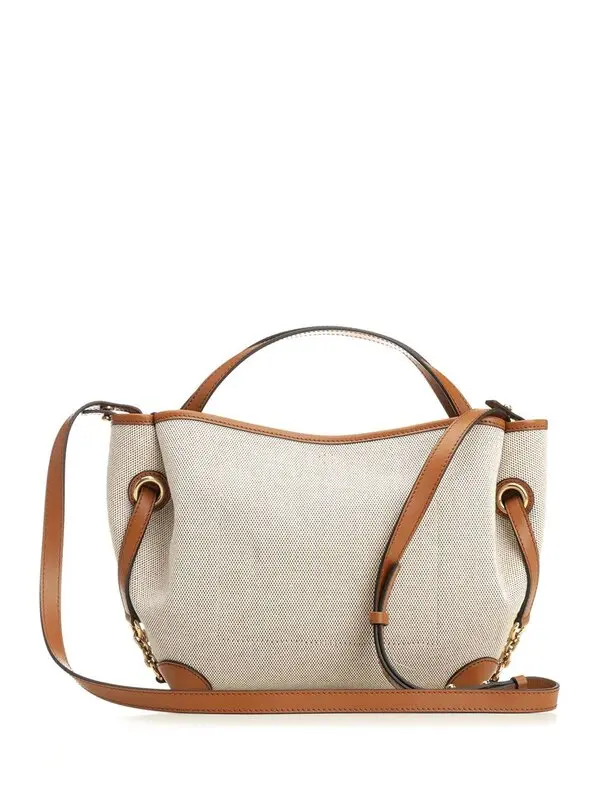 Chloé Small Cotton Canvas Bag With Calfskin Trim - White