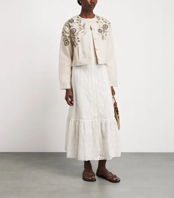 Veronica Beard Embroidered Emeren Jacket - Ivory