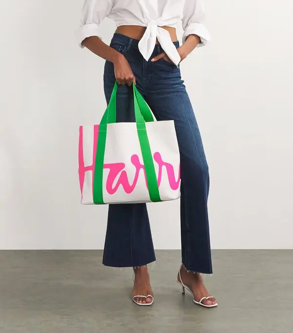 Harrods Medium Cotton Logo Tote Bag