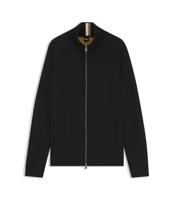 BOSS Virgin-wool Cardigan With Zip Front