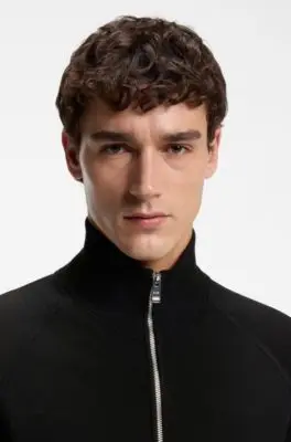 BOSS Virgin-wool Cardigan With Zip Front