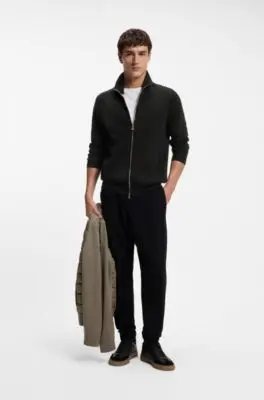 BOSS Virgin-wool Cardigan With Zip Front