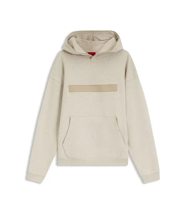 Hugo Relaxed-fit Cotton Terry Hoodie With Wide-set Logo - Light Beige