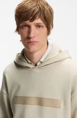 Hugo Relaxed-fit Cotton Terry Hoodie With Wide-set Logo