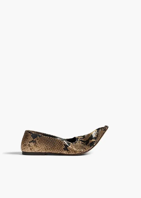 Khaite Marlene Ballerina In Python-embossed Calfskin - Taupe
