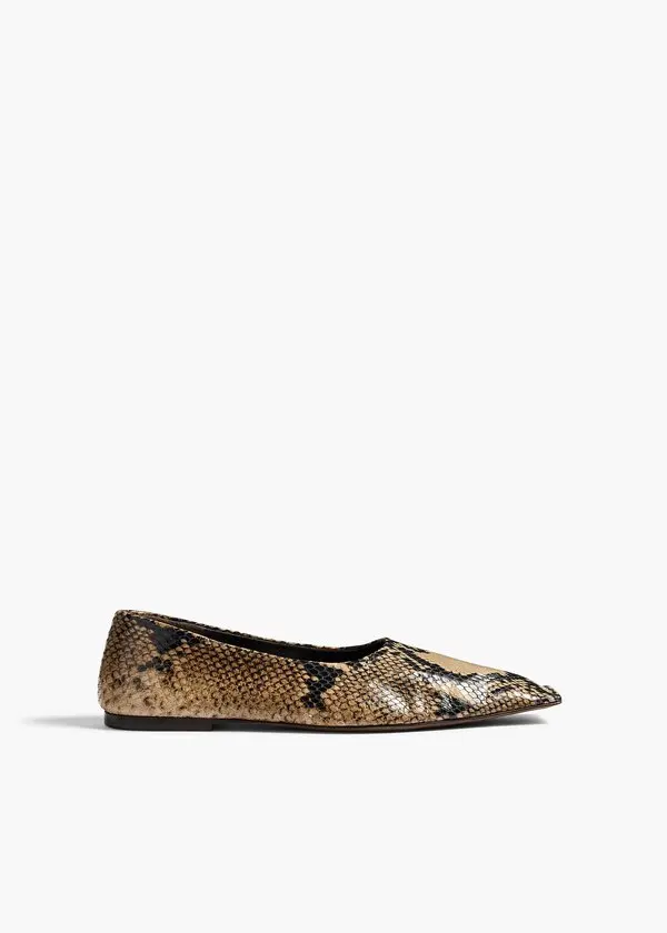 Khaite Marlene Ballerina In Python-embossed Calfskin - Taupe