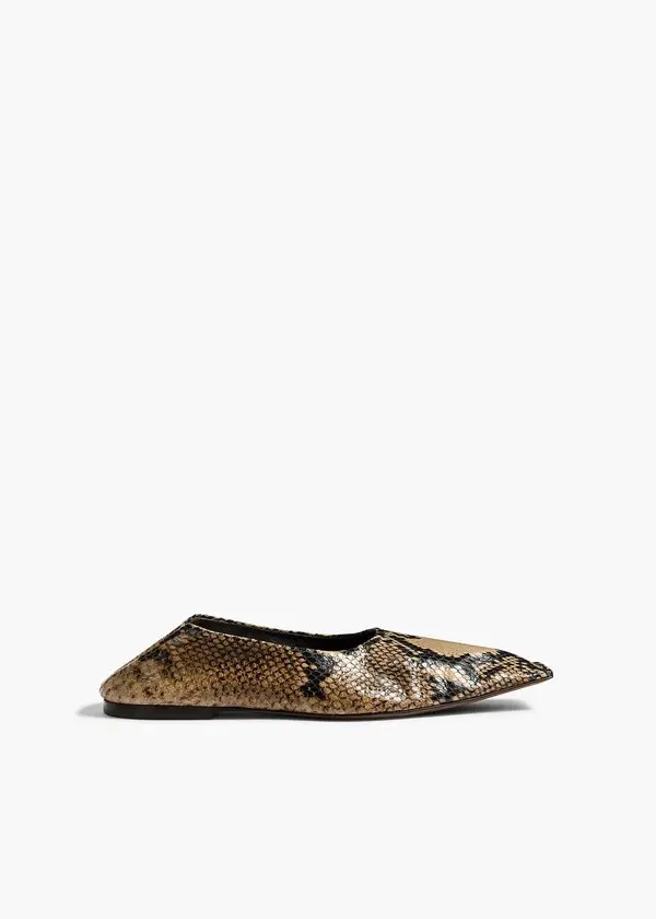 Khaite Marlene Ballerina In Python-embossed Calfskin - Taupe