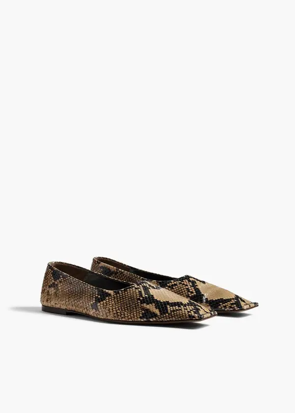 Khaite Marlene Ballerina In Python-embossed Calfskin - Taupe