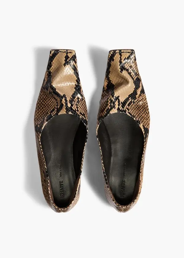 Khaite Marlene Ballerina In Python-embossed Calfskin - Taupe