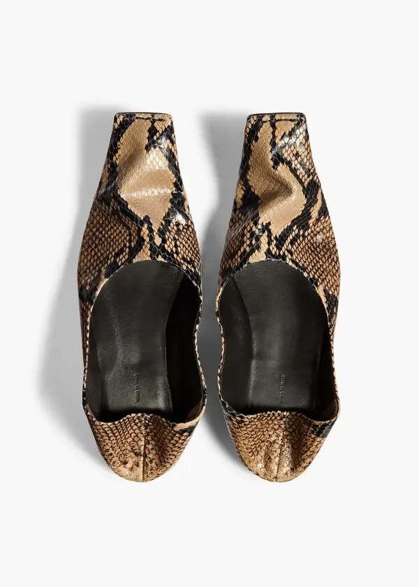 Khaite Marlene Ballerina In Python-embossed Calfskin - Taupe