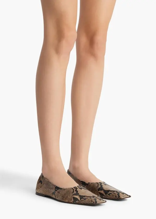Khaite Marlene Ballerina In Python-embossed Calfskin - Taupe