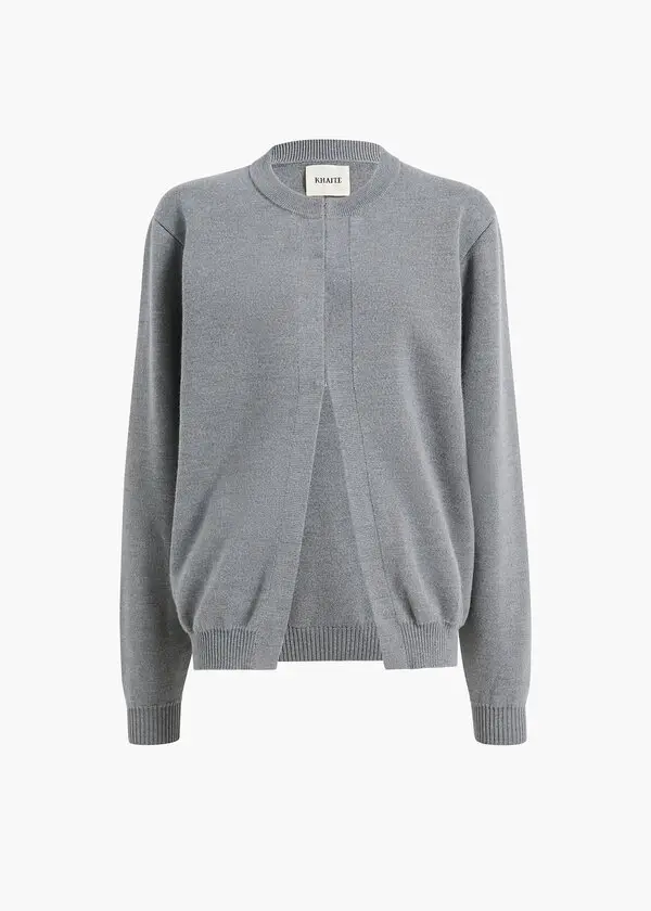 Khaite Cooper Cardigan In Wool And Cashmere - Sterling