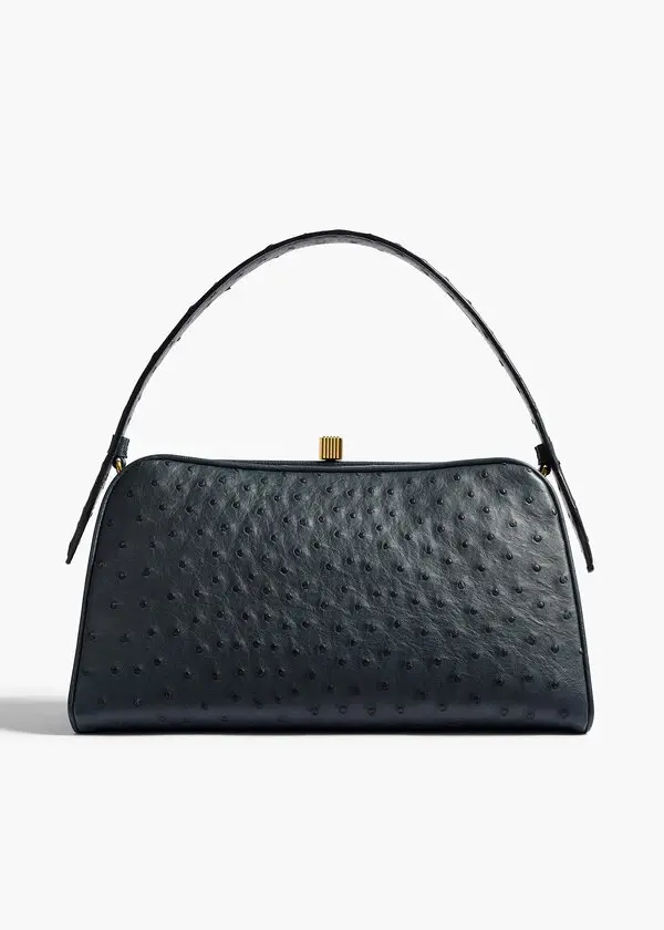 Khaite Cate Ostrich Top-handle Bag - Midnight Navy