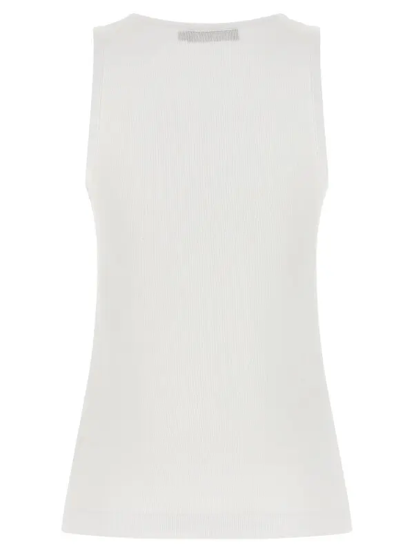 Dolce & Gabbana Ribbed Cotton Tank Top With Embellished Dg Logo