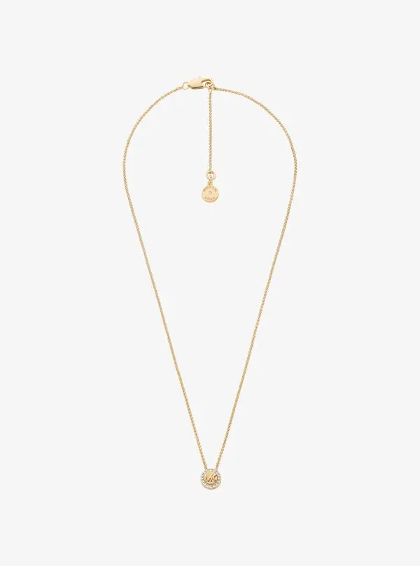 Michael Kors Pavé Logo Pendant Necklace - Gold