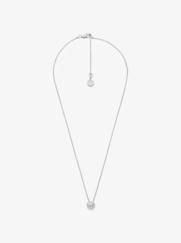 Michael Kors Pavé Logo Pendant Necklace - Silver