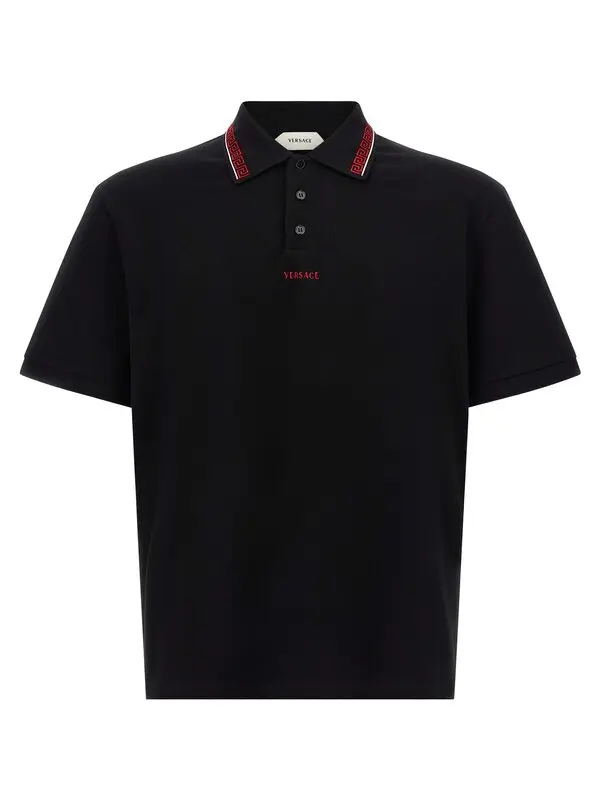 Versace Greca' Polo Shirt - Black