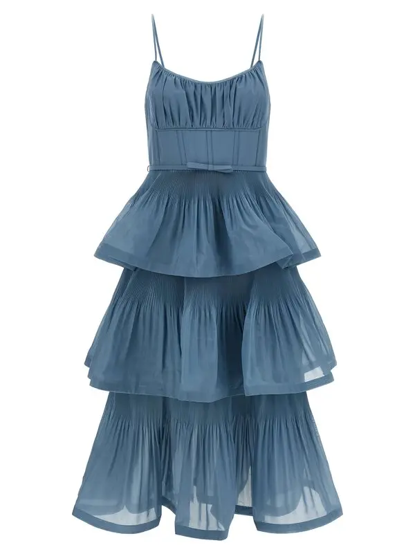 Zimmermann Pleated Tiered Midi' Dress - Blue