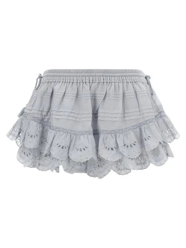 Isabel Marant Étoile Puria' Cotton Shorts With Ruffles And Lace - Blue