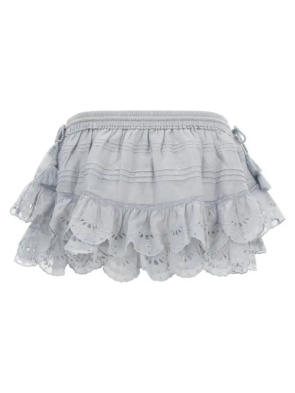 Isabel Marant Étoile Puria' Cotton Shorts With Ruffles And Lace - Blue