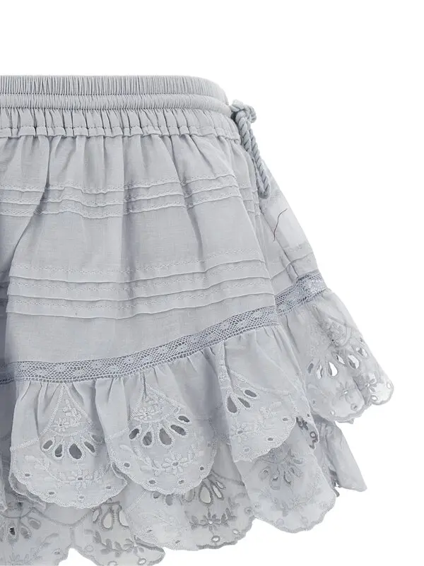 Isabel Marant Étoile Puria' Cotton Shorts With Ruffles And Lace - Blue