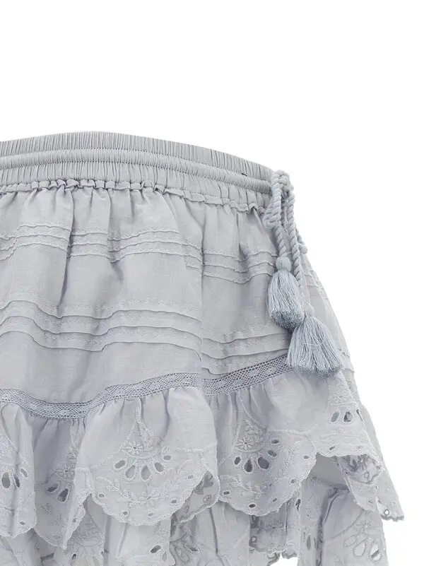 Isabel Marant Étoile Puria' Cotton Shorts With Ruffles And Lace - Blue