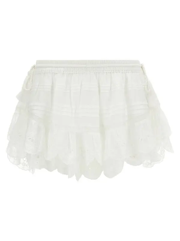Isabel Marant Étoile Puria' Cotton Shorts With Ruffles And Lace - White